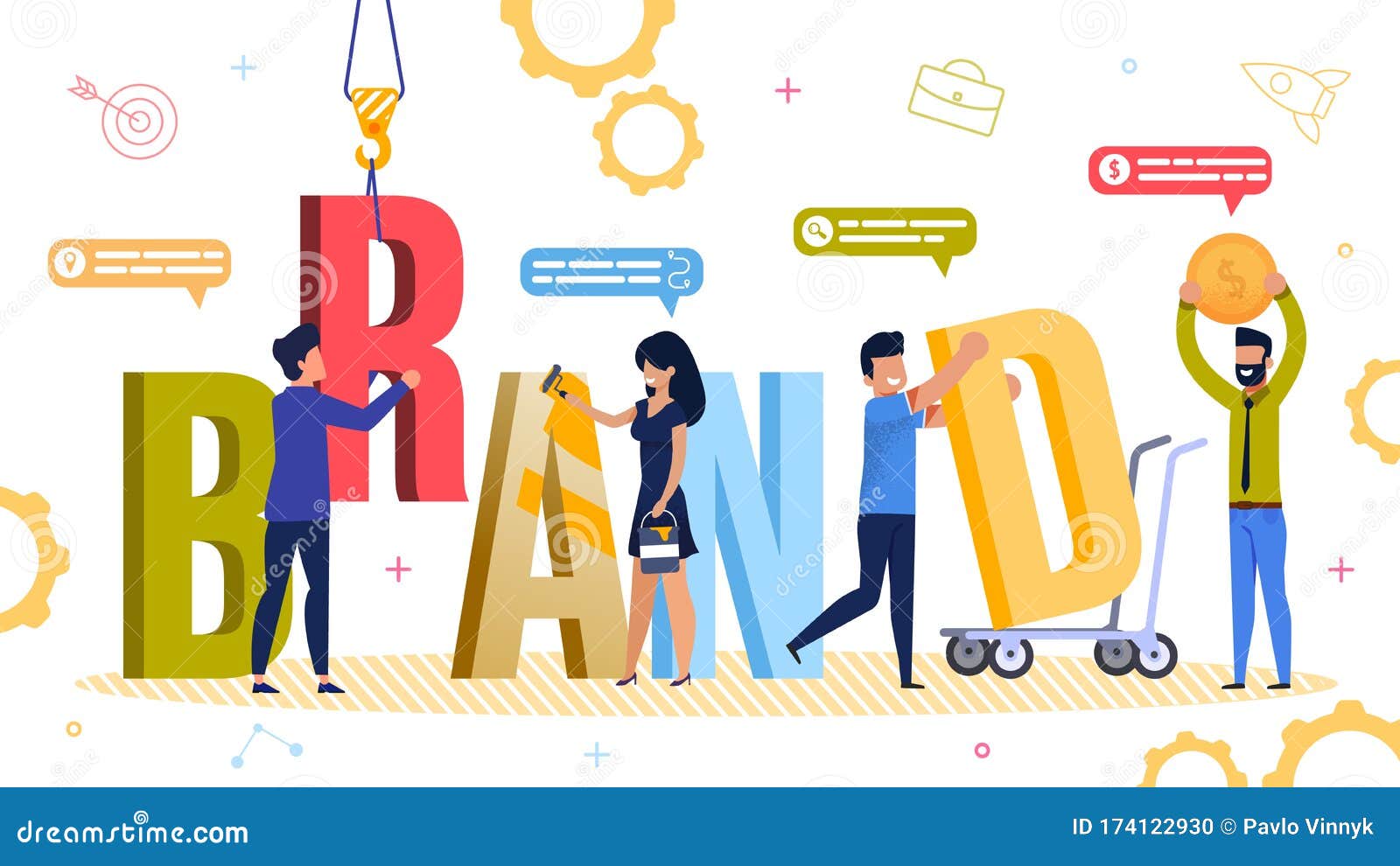 Brand Development and Auxiliary Tool, Resource Stock Vector ...