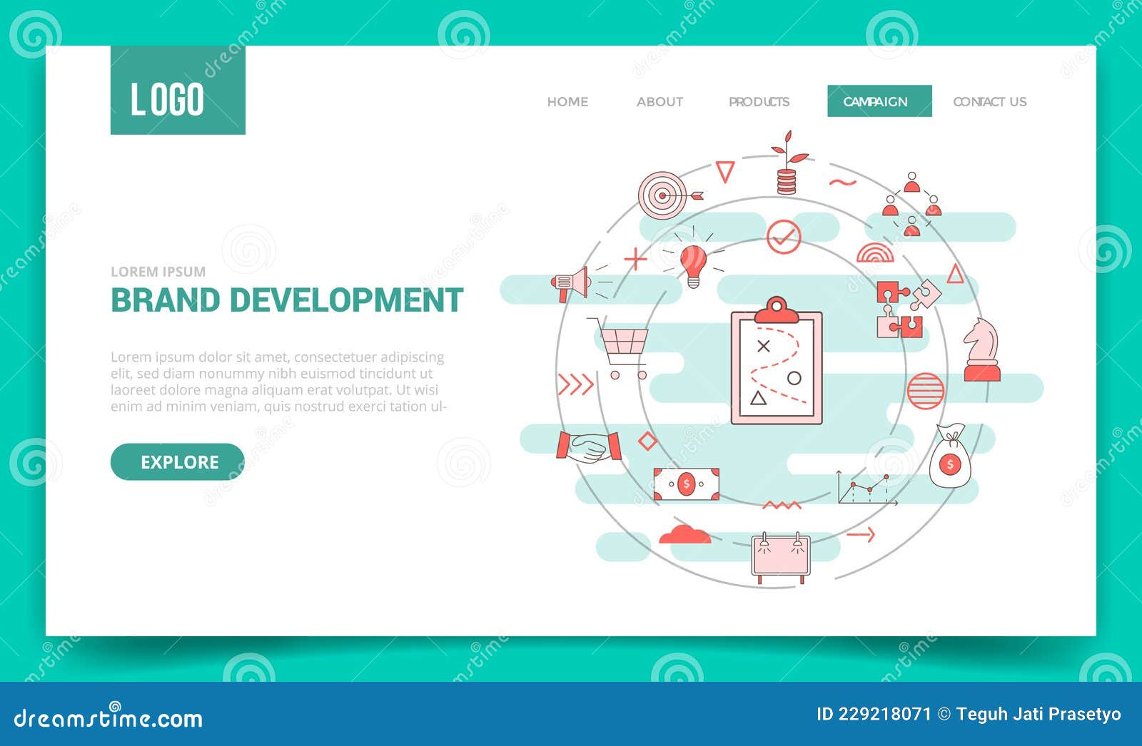 Brand Development Concept with Circle Icon for Website Template or ...