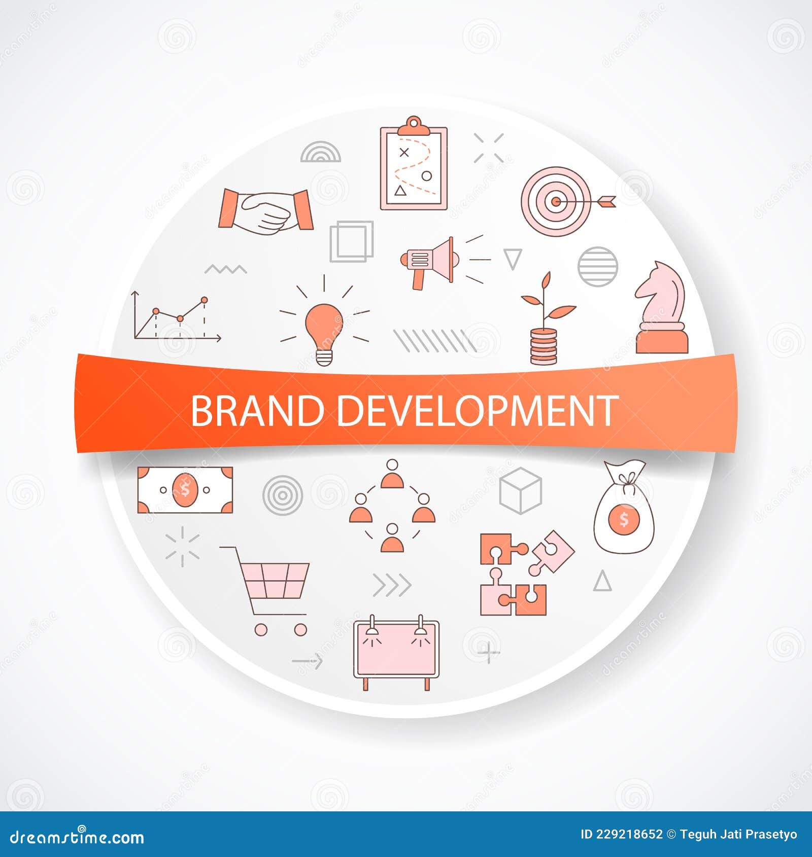 Brand Development Concept with Icon Concept with Round or Circle Shape ...