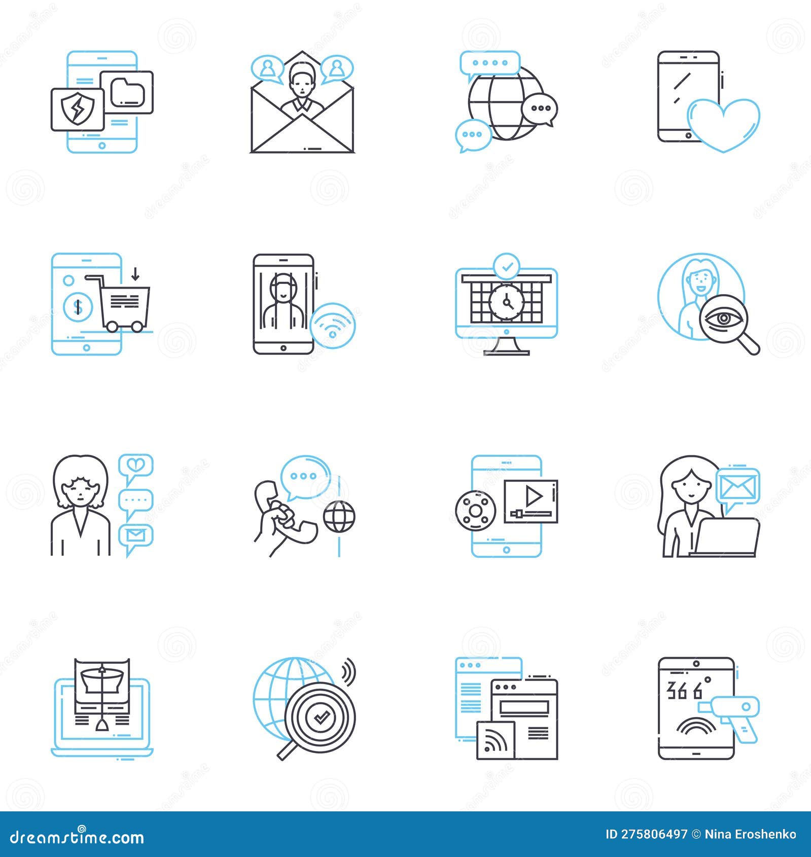 Brand Engagement Linear Icons Set. Interactivity, Connection ...