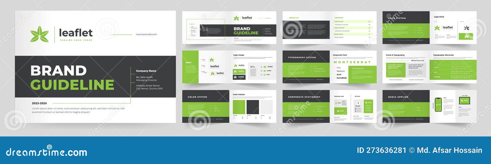 Brand Guideline and Landscape Brand Guidelines Template Design Stock ...