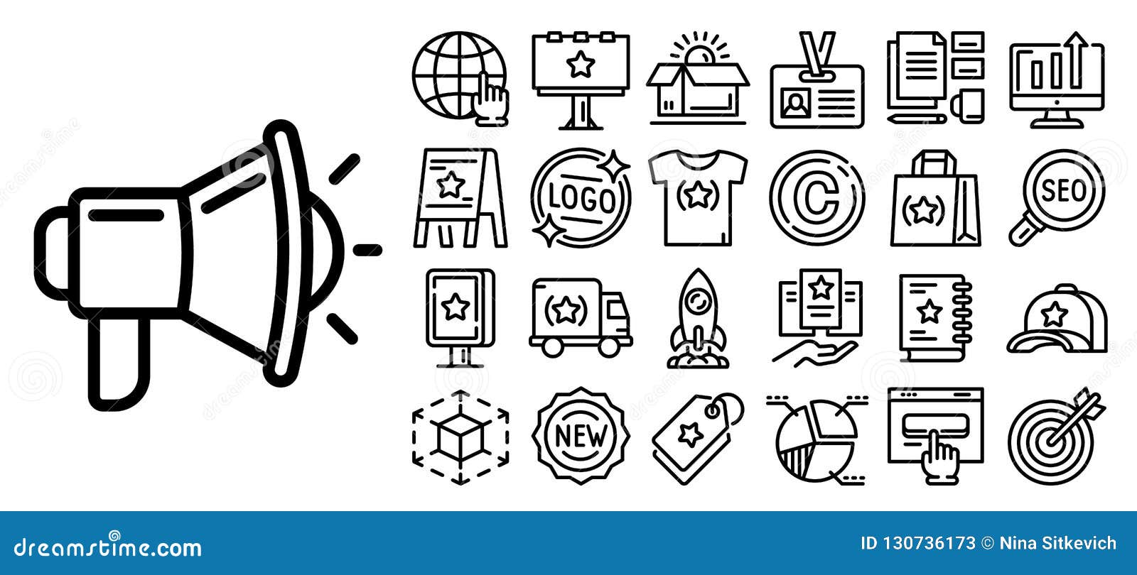 Brand Icon Set, Outline Style Stock Vector - Illustration of company ...