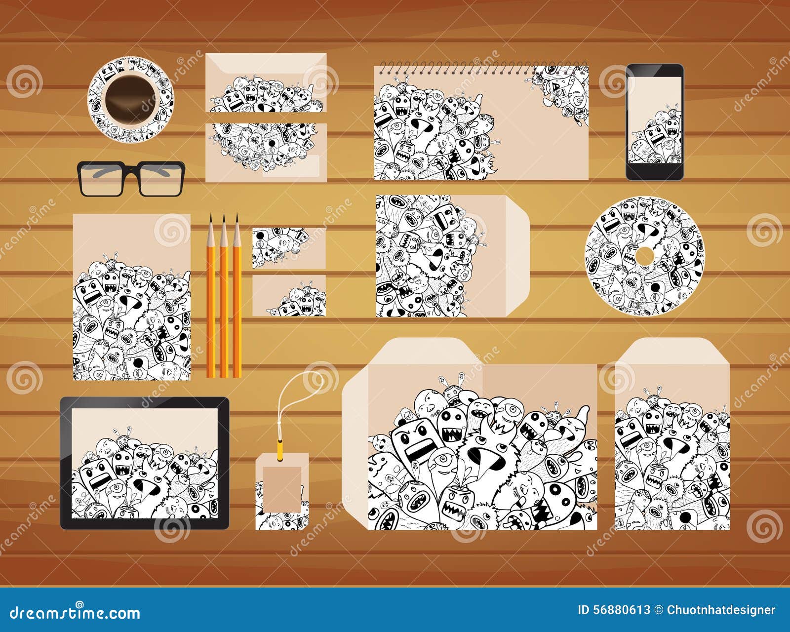 Brand Identity Doodle Hipster Style Retro Stock Vector - Illustration ...