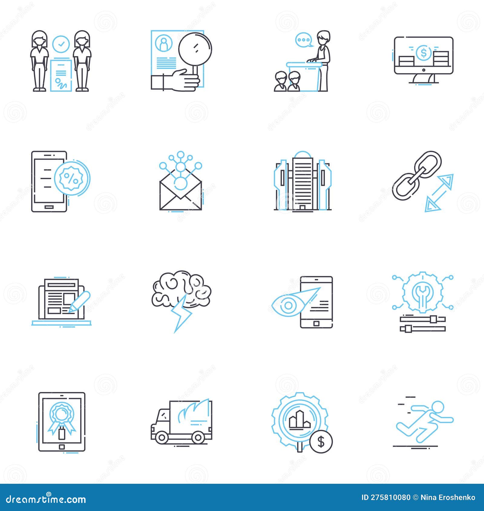 Brand Management Linear Icons Set. Strategy, Positioning, Identity ...