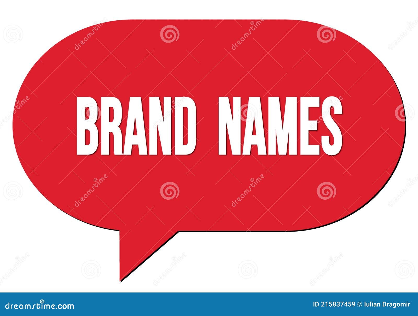 BRAND NAMES Text Written in a Red Speech Bubble Stock Illustration ...