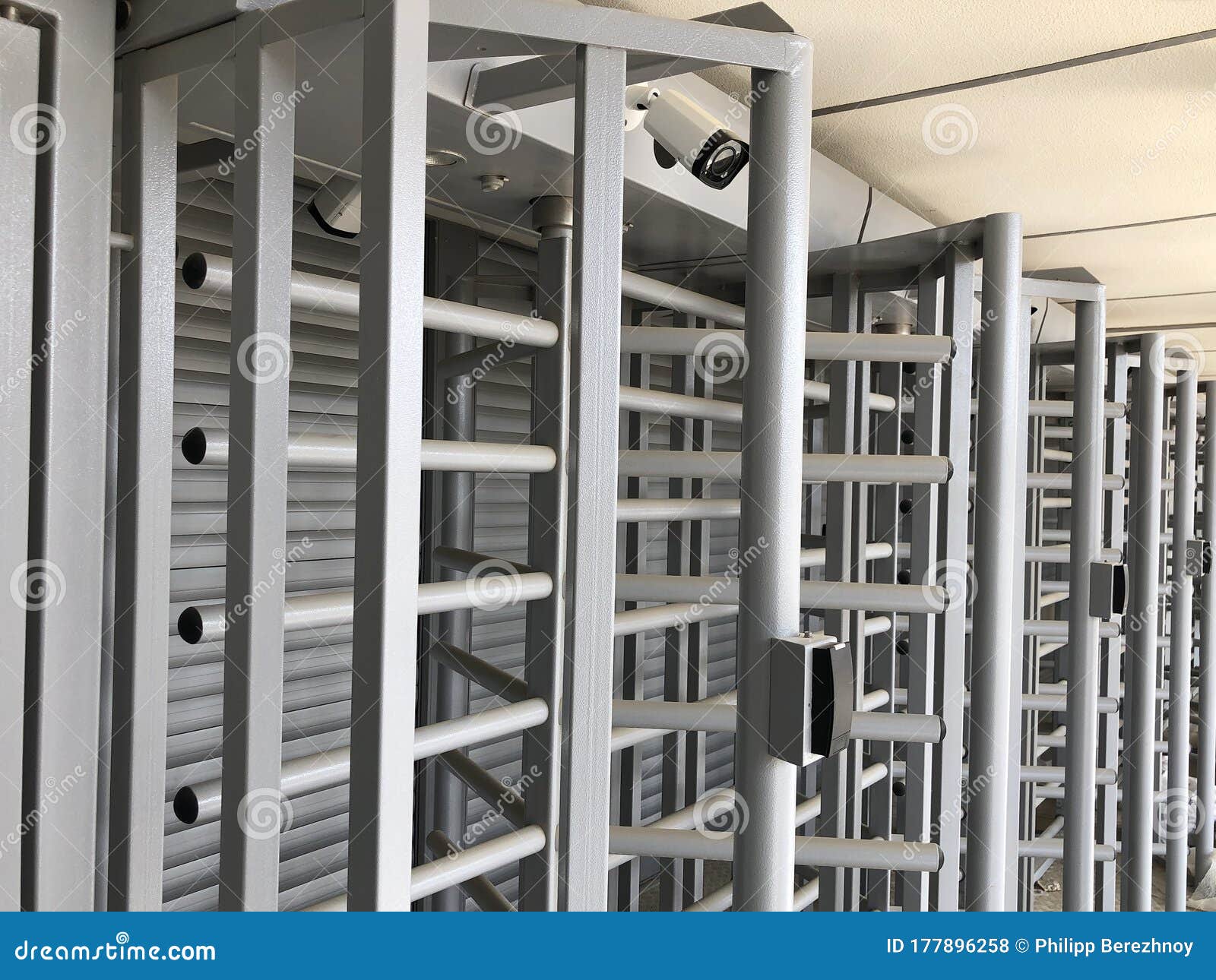 Brand New Closed Turnstiles with Ip Cameras Stock Photo - Image of ...