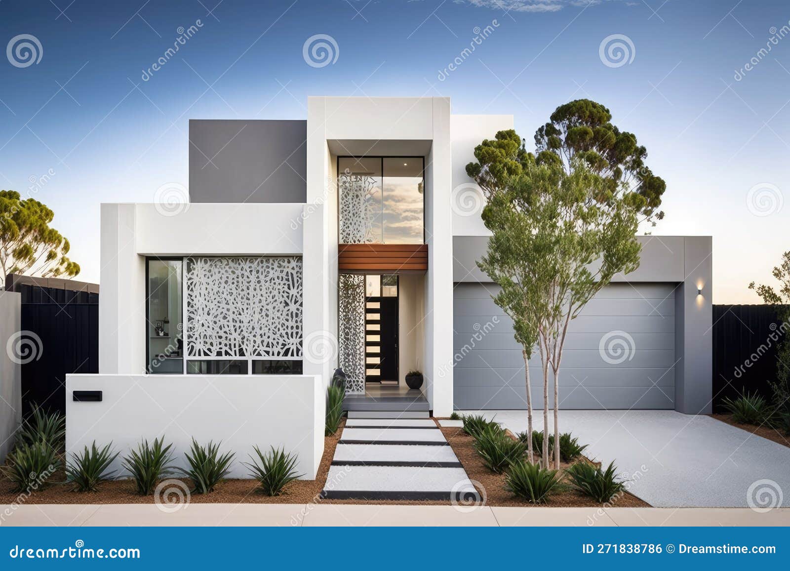 A Brand New, Contemporary Australian Style Houses Front Elevation Stock ...