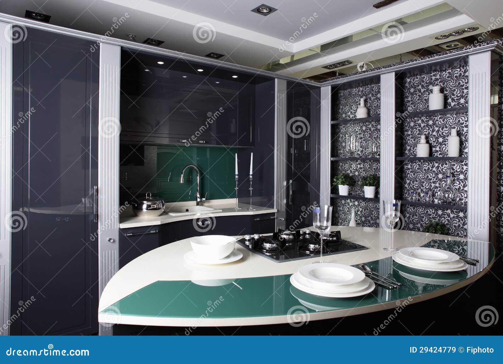 Brand new modern kitchen stock image. Image of living - 29424779