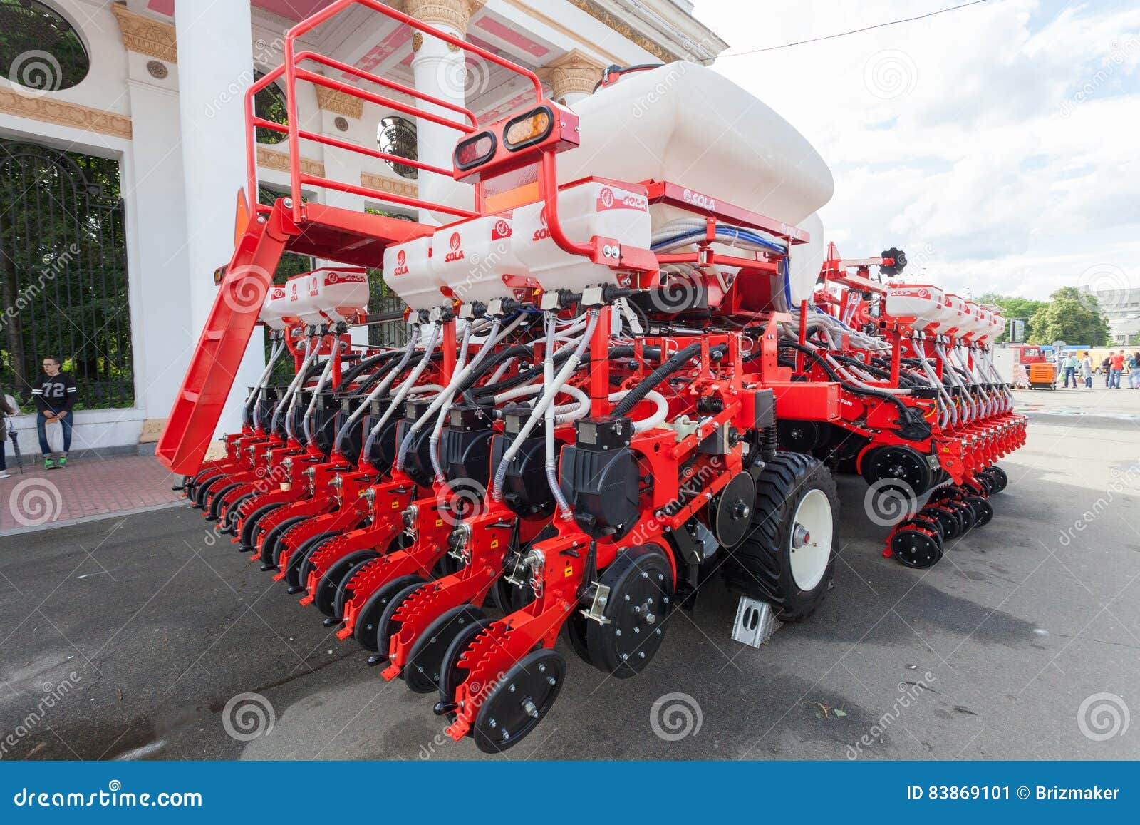 Brand New Red Agricultural Seeder. Editorial Photo - Image of seeder ...
