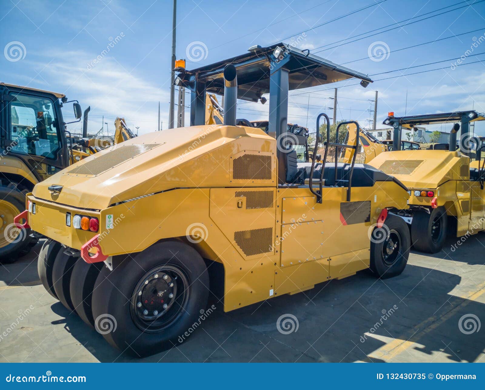 Brand New Yellow Pneumatic Roller Stock Image - Image of machine ...