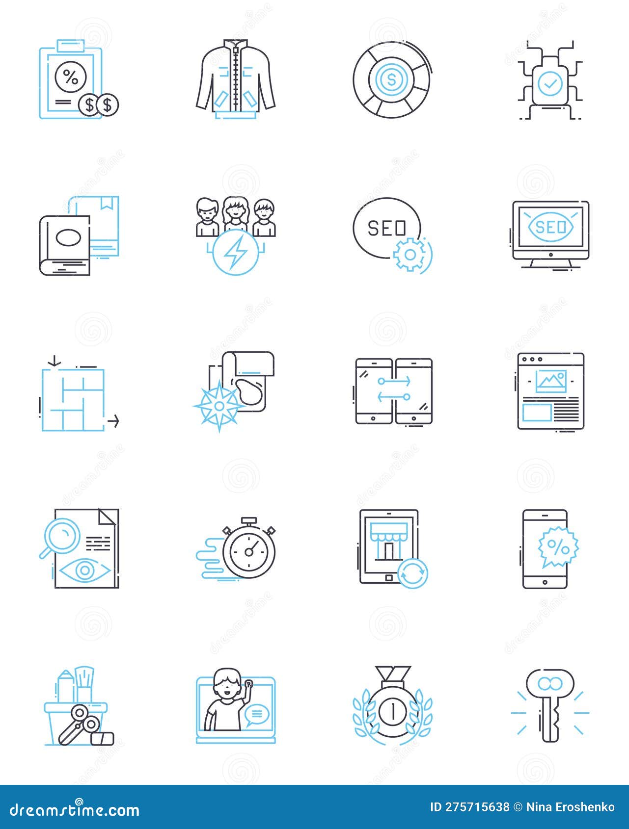 Brand Perception Linear Icons Set. Trusrthy, Authenticity, Reputation ...