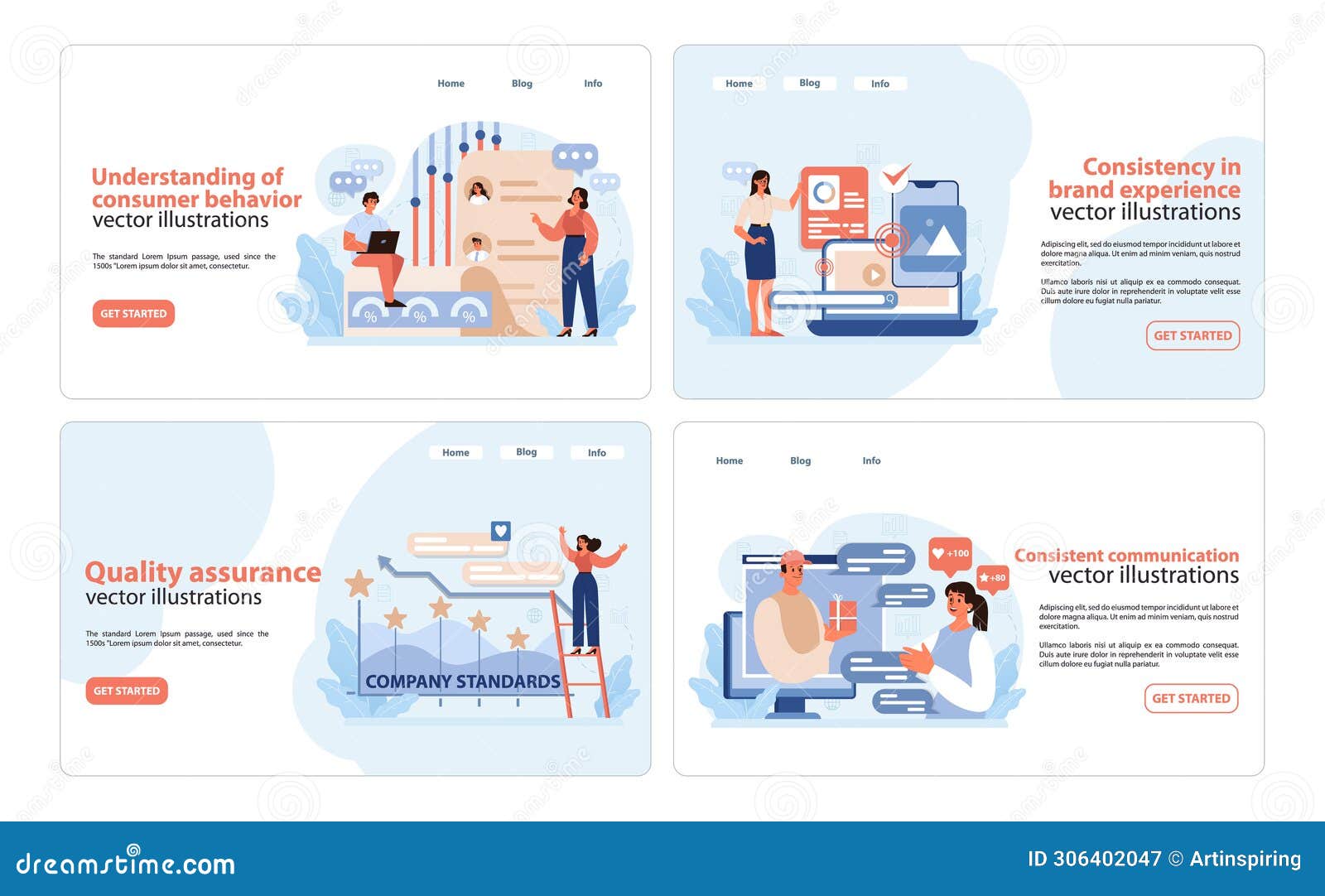 Brand Rituals Graphics Set. Detailed Illustrations Of Quality Assurance ...
