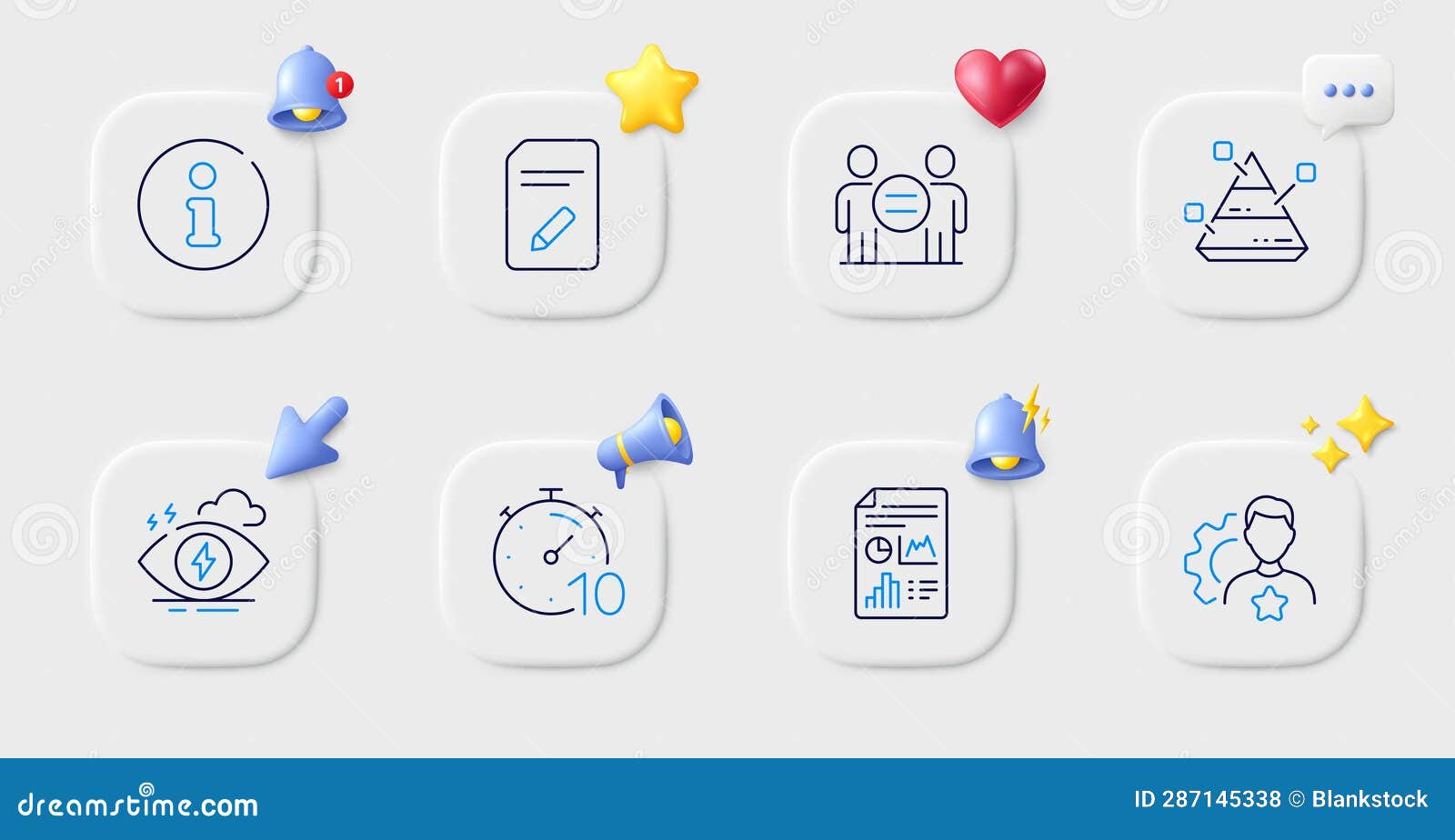 Stress, Brand Ambassador And Teamwork Line Icons. For Web App, Printing ...