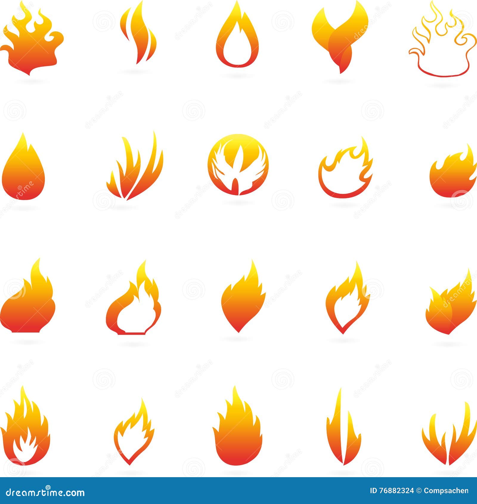 Brand, Vlam, teken, vector vector illustratie. Illustration of hitte ...