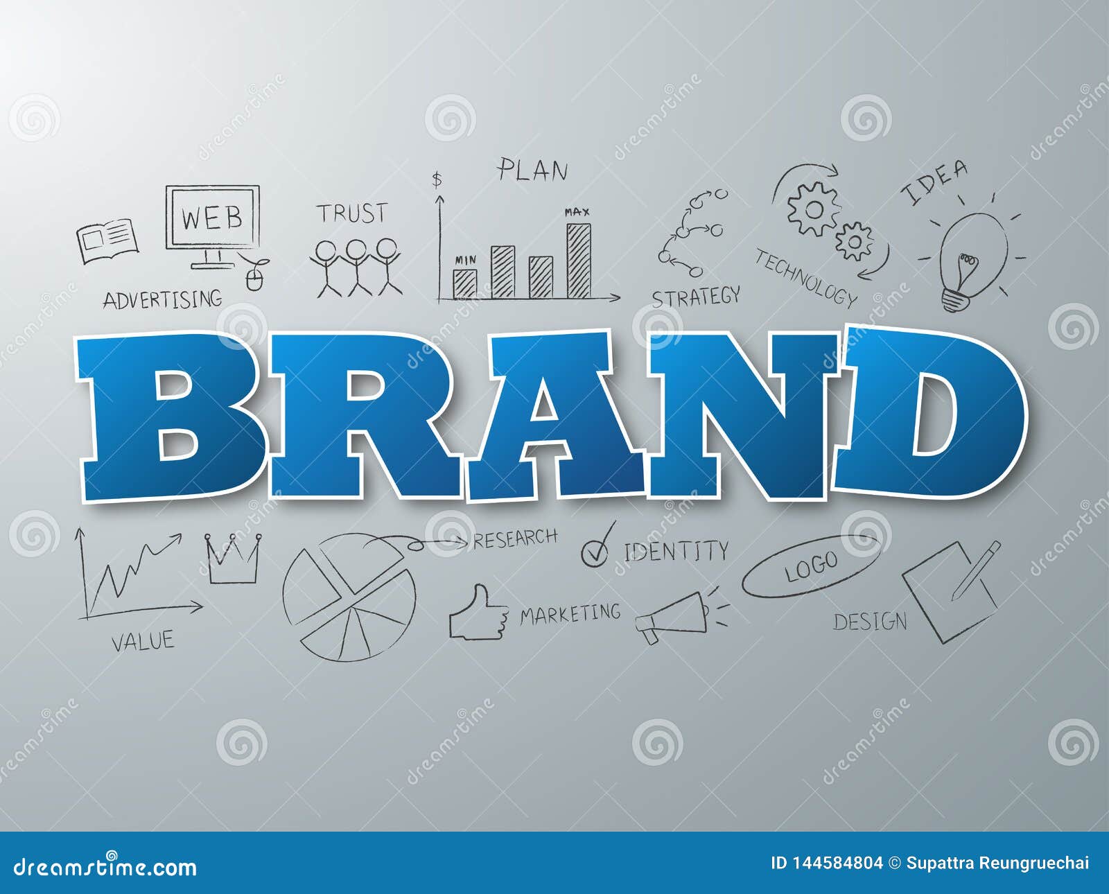 Brand Word on Light Blue Background. Vector Illustration Stock Vector ...