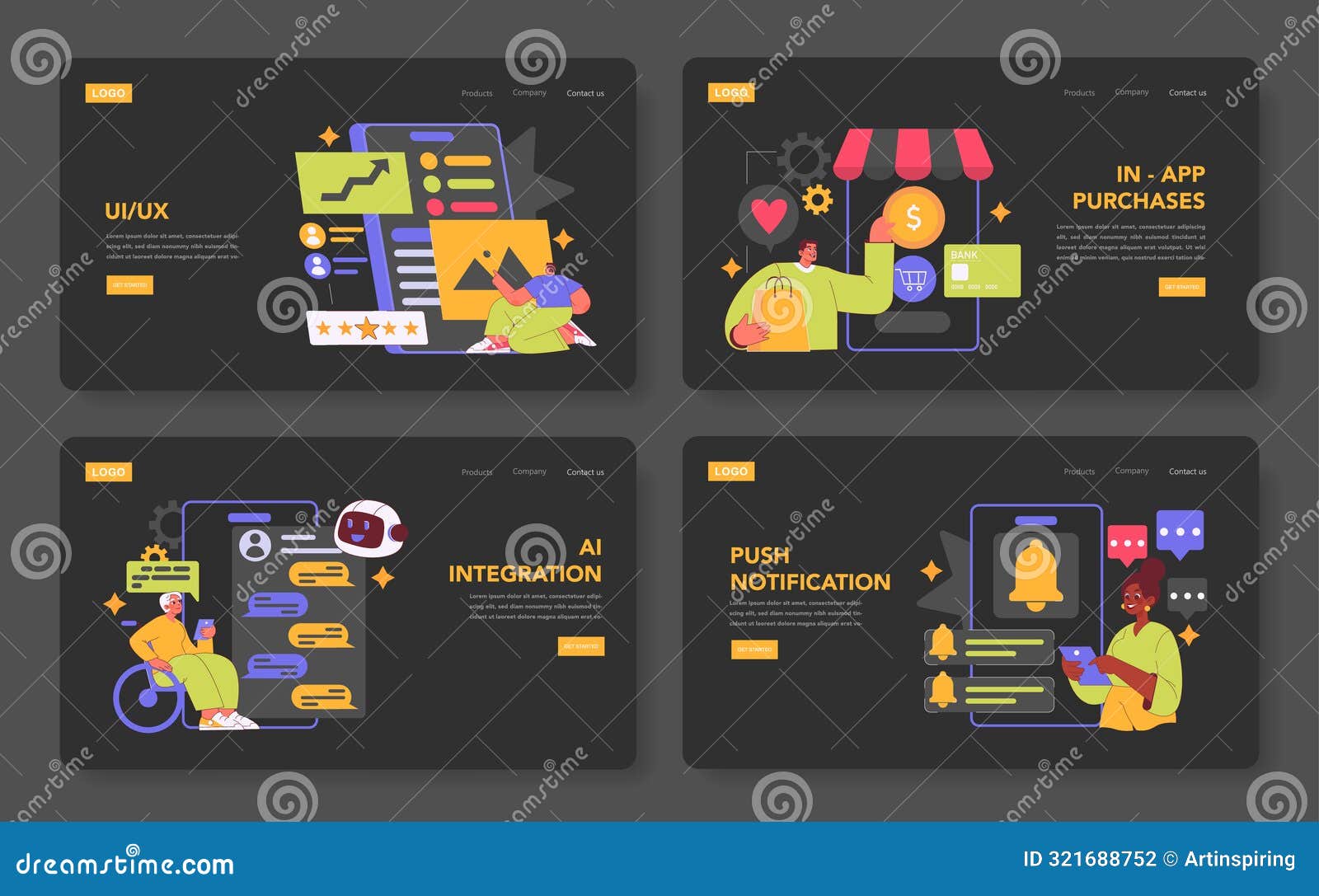 Branded App. Flat Vector Illustration Stock Vector - Illustration of ...
