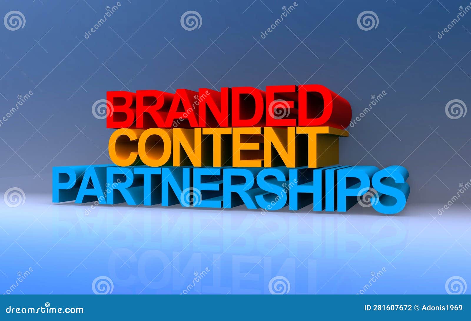 Branded Content Partnerships on Blue Stock Illustration - Illustration ...