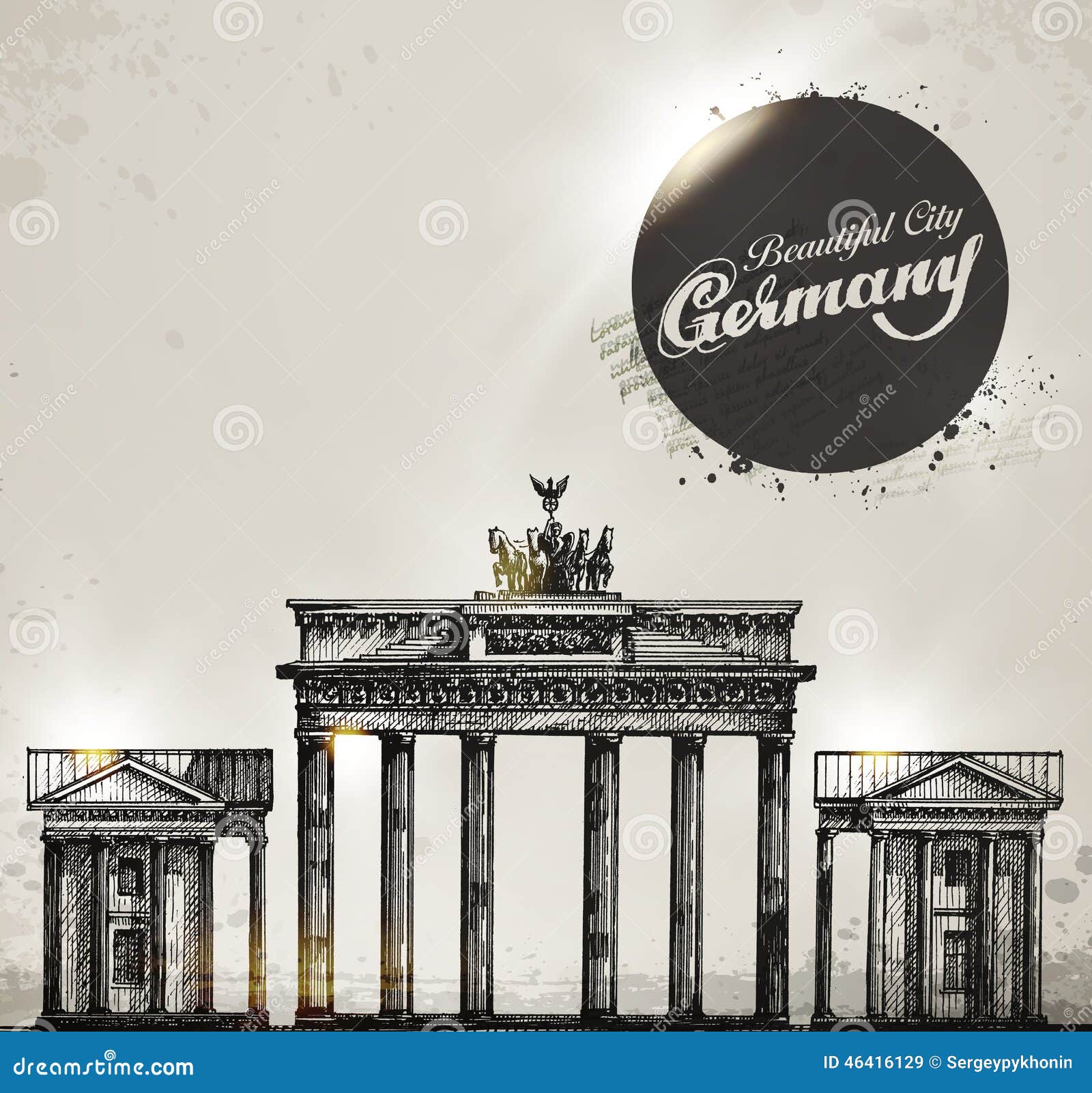 Brandenburg Gate. Berlin Arch Symbol. Hand Drawn Cartoon Vector ...