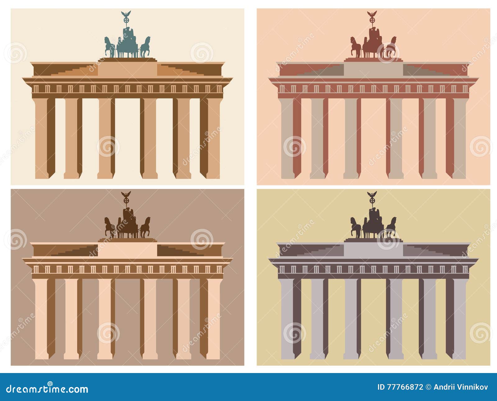 Brandenburg Gate in Berlin. Flat Icon Set. Harmonious Colors Stock ...