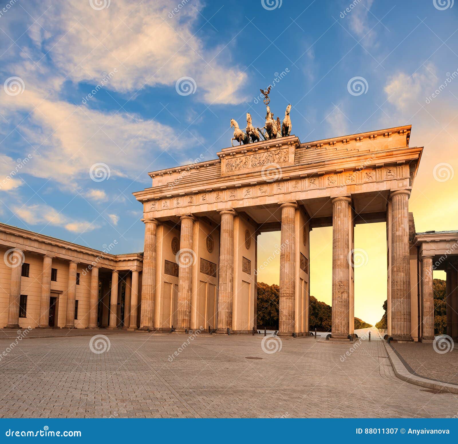 Brandenburg Gate in Berlin, Germany at Sunset Stock Image - Image of ...