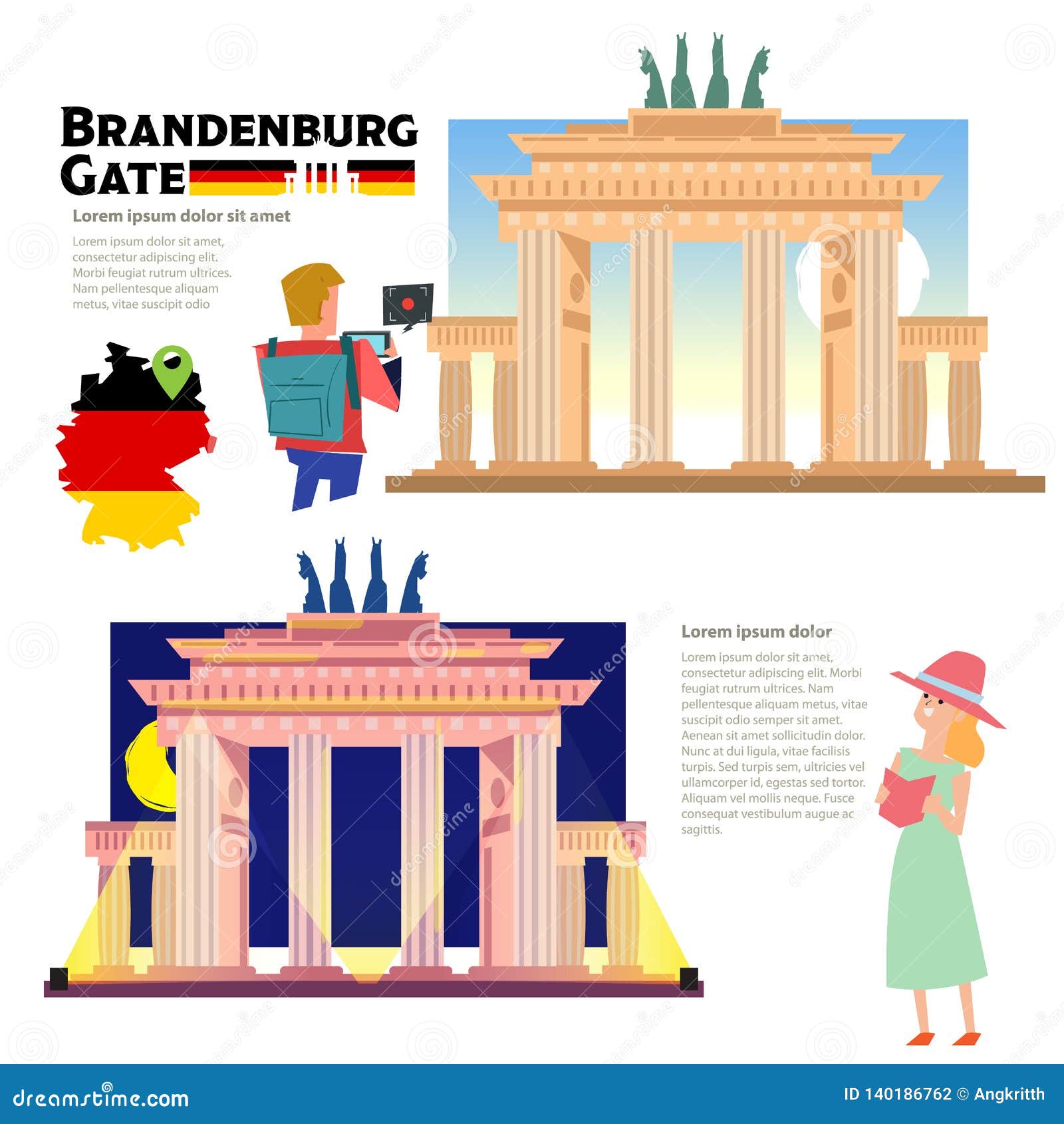 Brandenburg Gate stock vector. Illustration of quadriga - 140186762