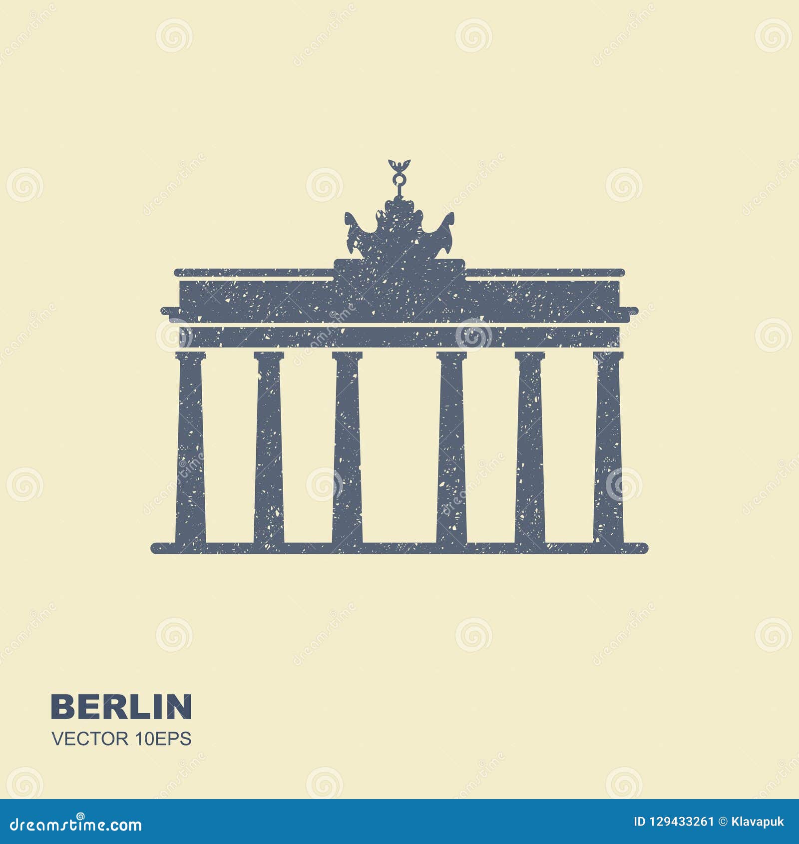 Brandenburg Gate Icon Berlin Building Travel In Flat Style With Scuffed ...