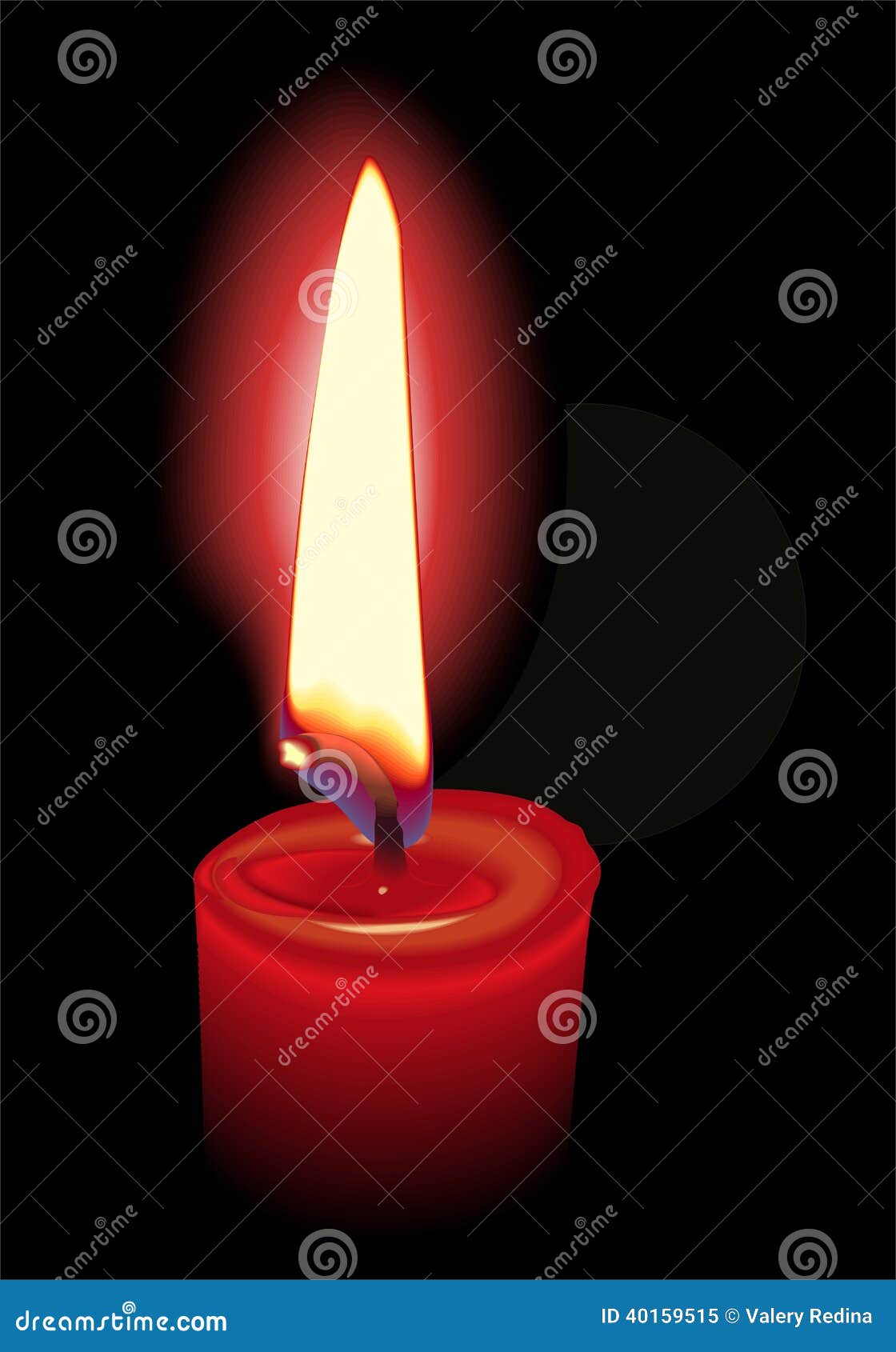 Brandende rode kaars. vector illustratie. Illustration of kaarslicht ...