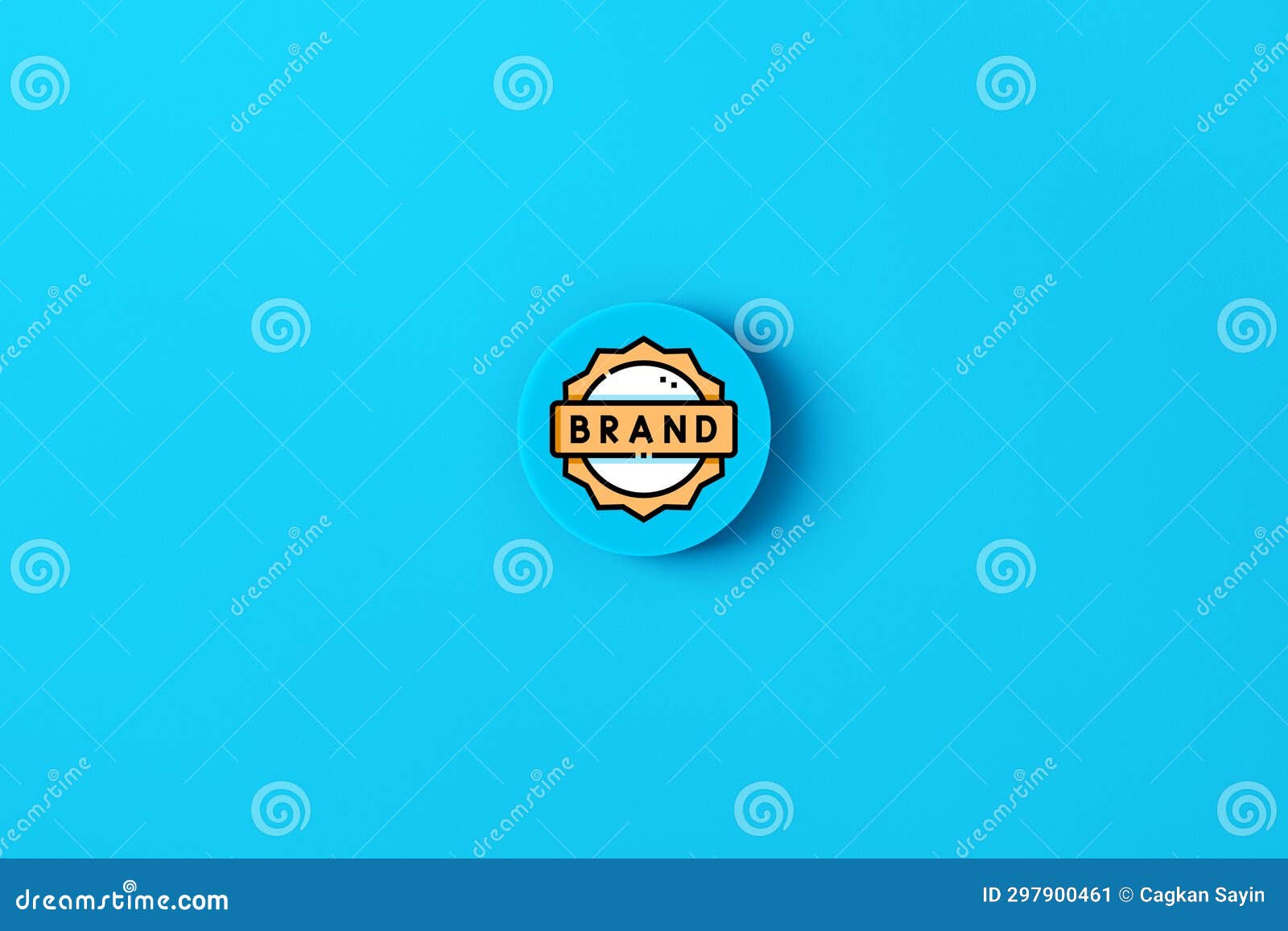 Branding and Brand Management Concept. Brand Symbol on Blue Push Button ...