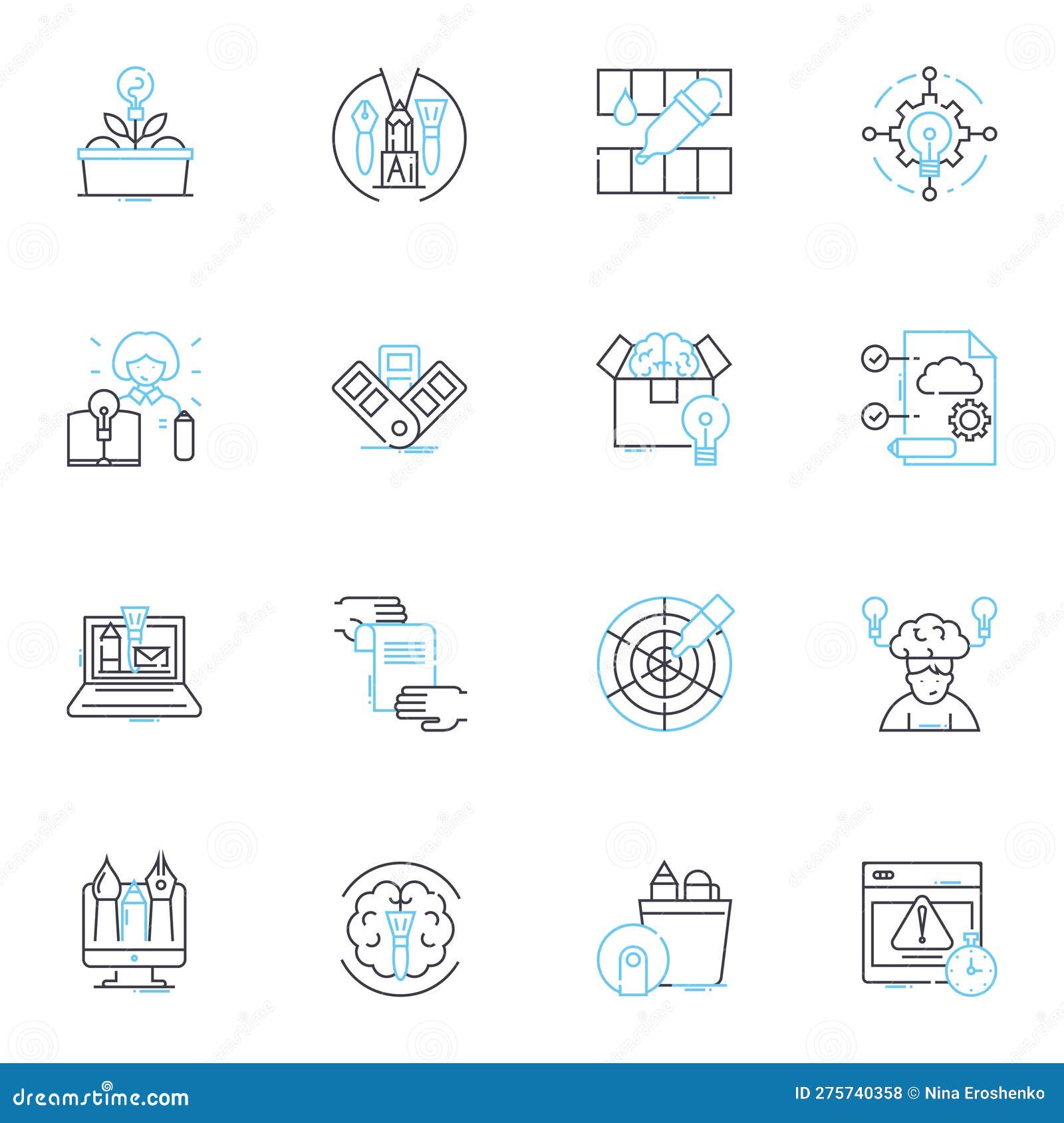 Branding Strategy Linear Icons Set. Identity, Positioning ...