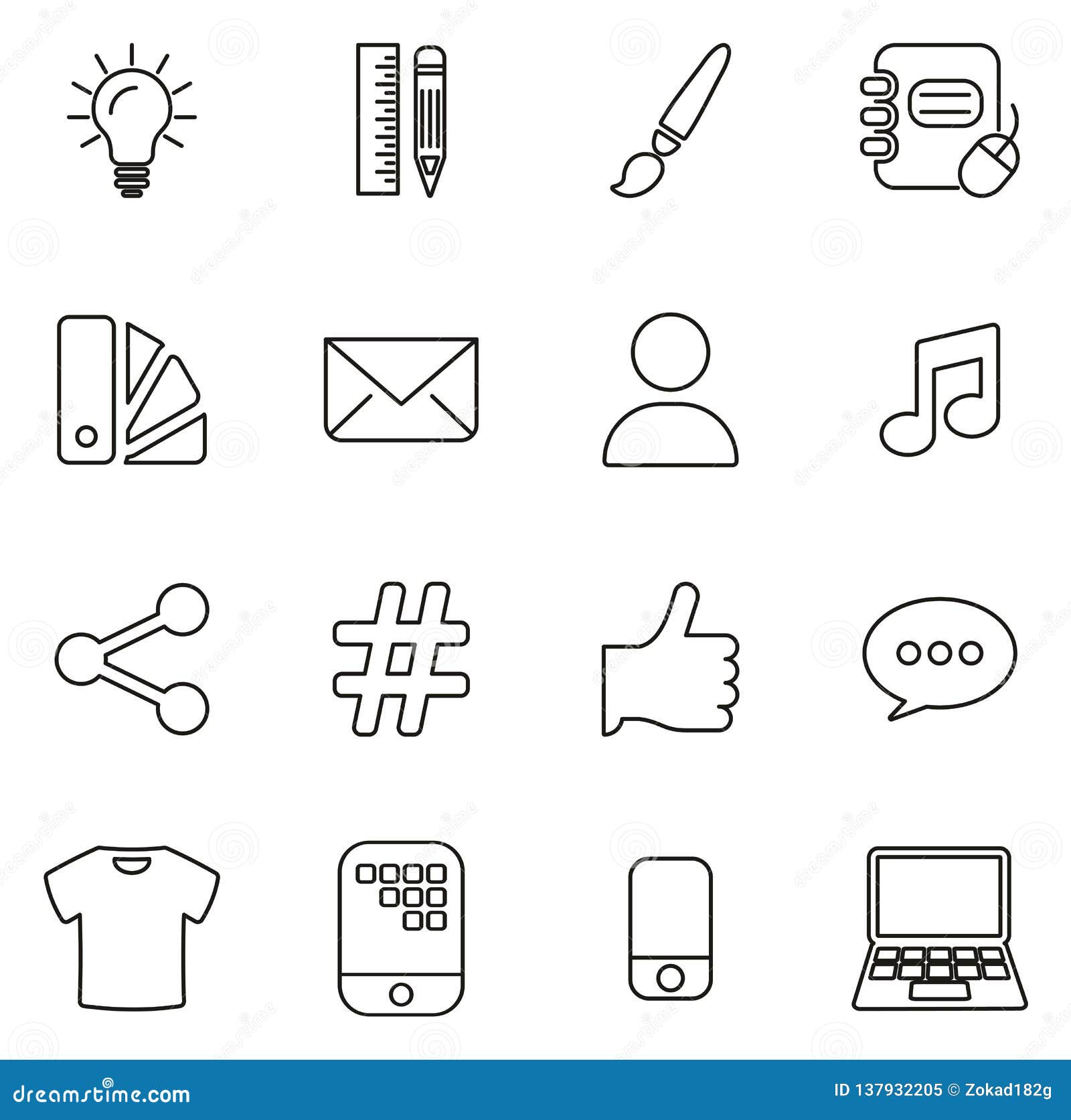 Branding or Visual Identity Icons Thin Line Vector Illustration Set ...