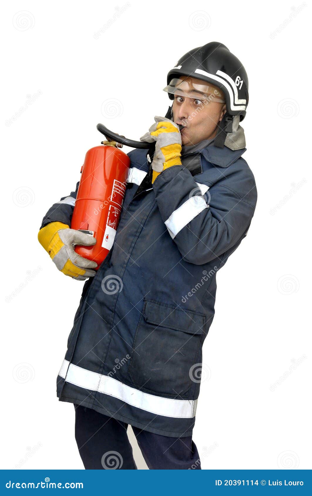 Brandweerman stock foto. Image of geïsoleerd, knap, noodsituatie - 20391114