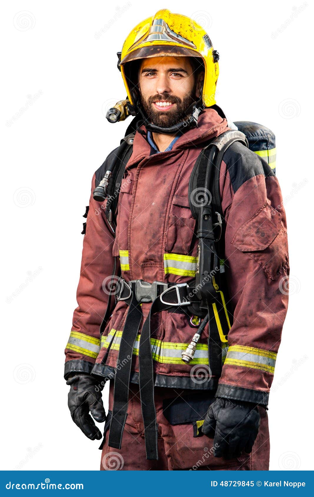 Brandweerman in Brandbestrijdingstoestel Stock Afbeelding - Image of ...