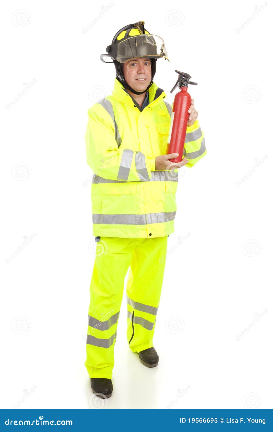 Brandweerman Met Brandblusapparaat Stock Afbeelding - Image of ...