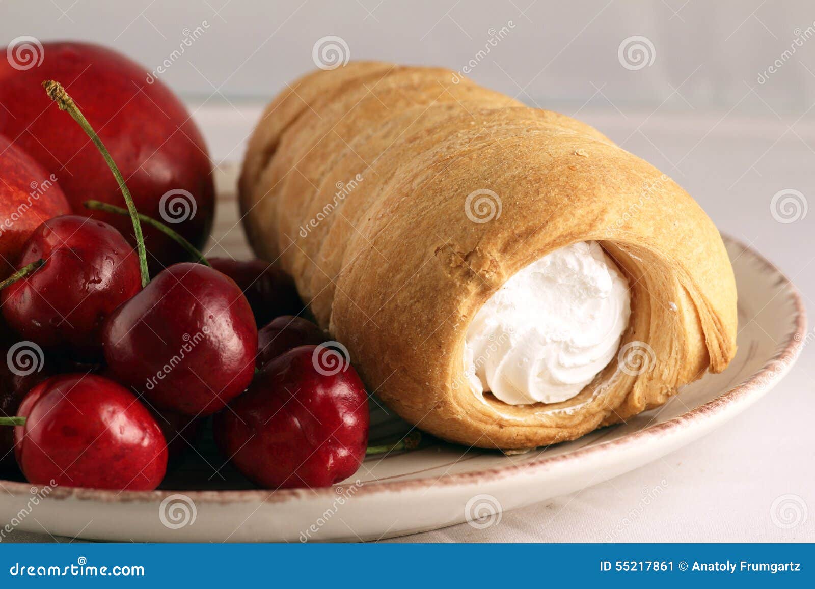 Brandy snap and cherry stock image. Image of pastry, baking - 55217861