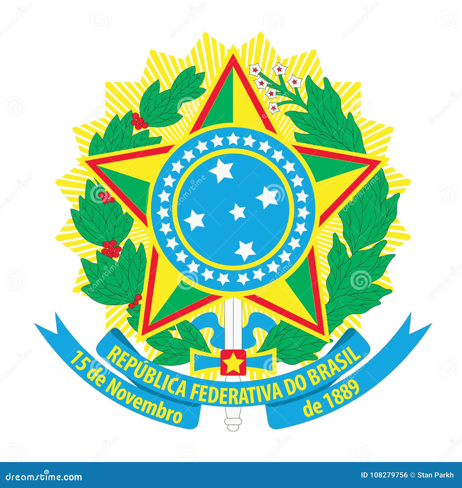 Brasão de Brasil ilustração do vetor. Ilustração de geografia - 108279756