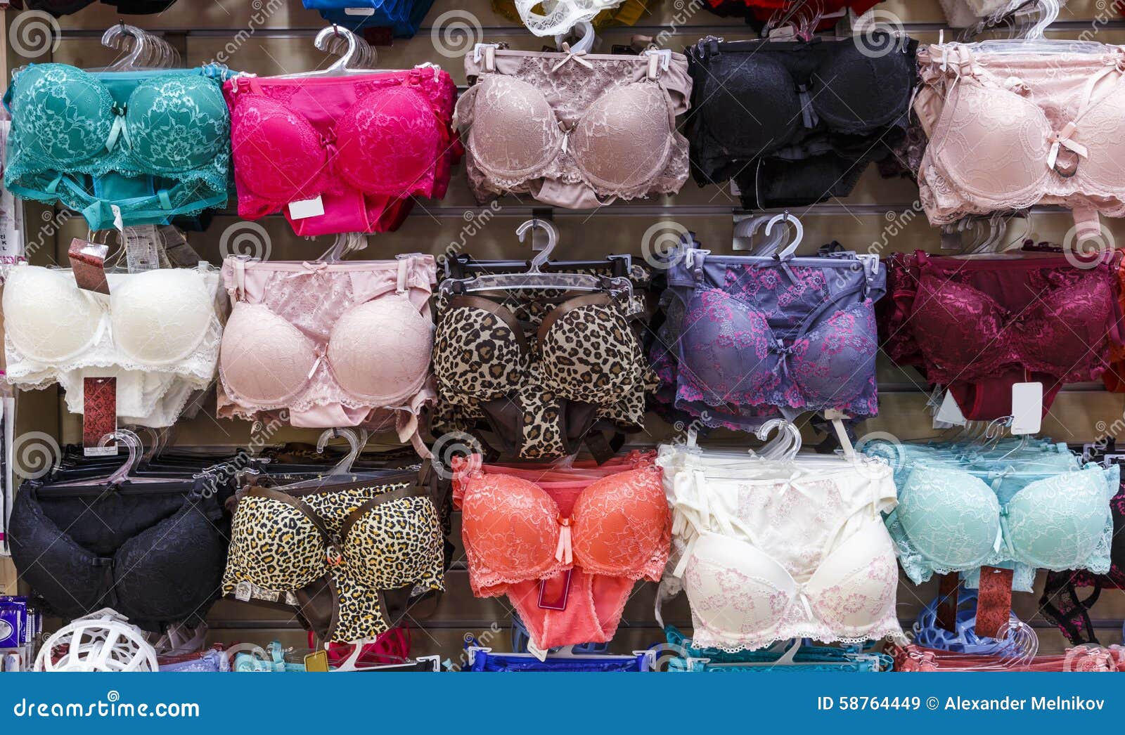 Bras Hang on Hangers in Store Stock Image - Image of panties ...