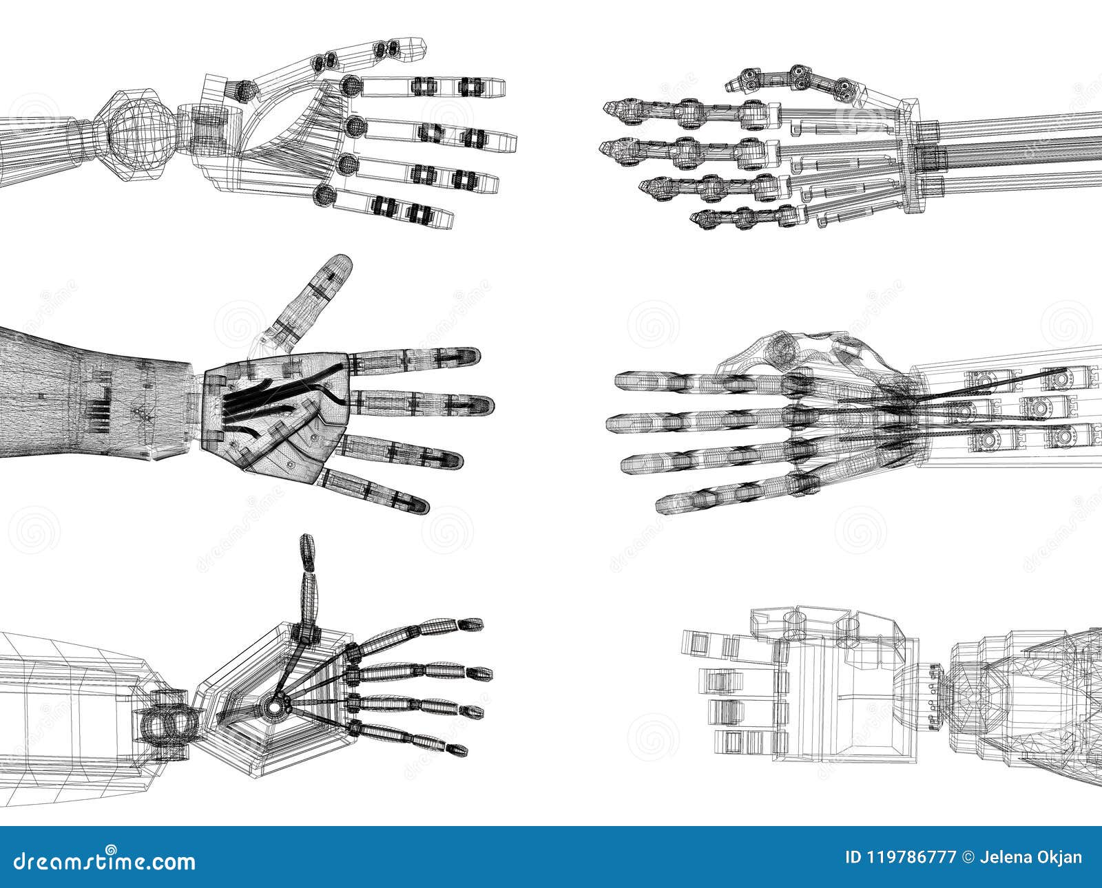 Bras Robotique - Architecte Blueprint De Mains - D'isolement ...
