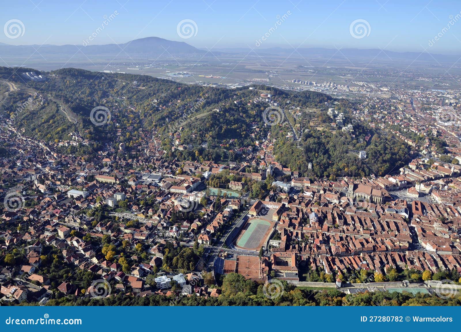 Brasov, Romania, Aerial View Stock Photo - Image of transylvania ...