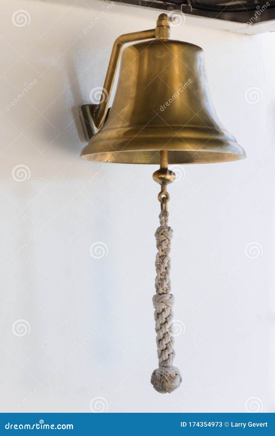 Old brass bell on a boat stock image. Image of facade - 174354973
