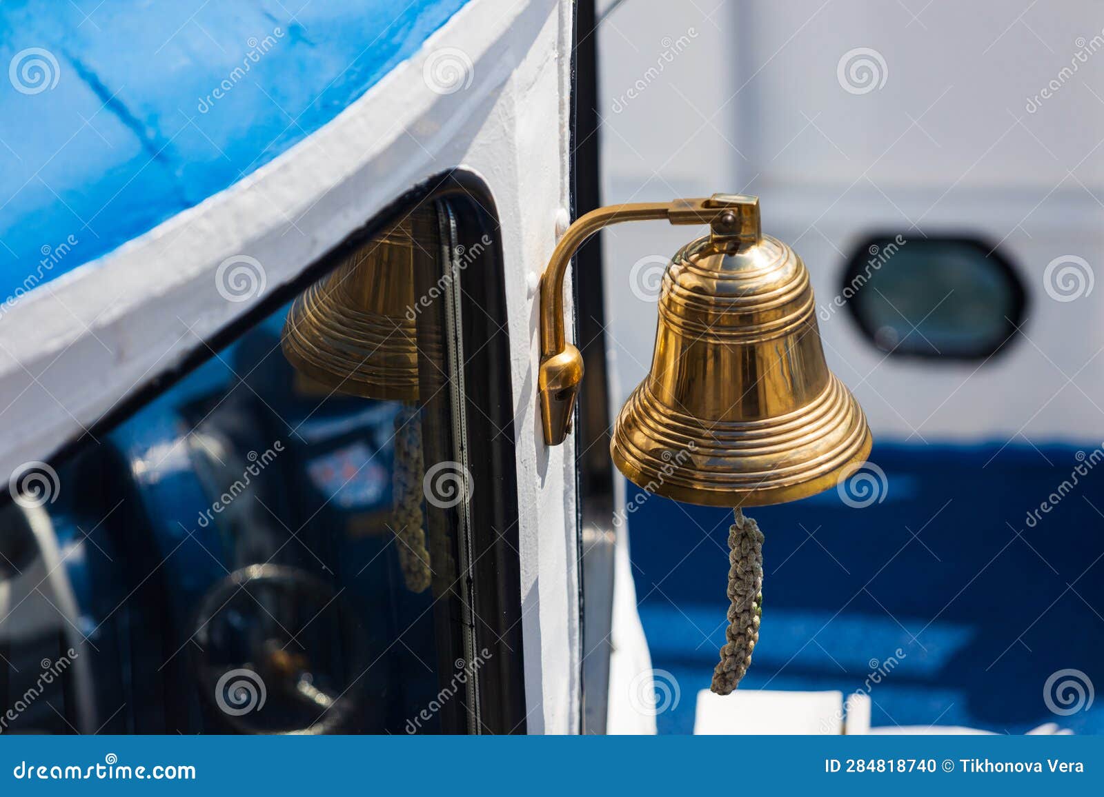 Brass bell on a ship stock photo. Image of brass, sound - 284818740