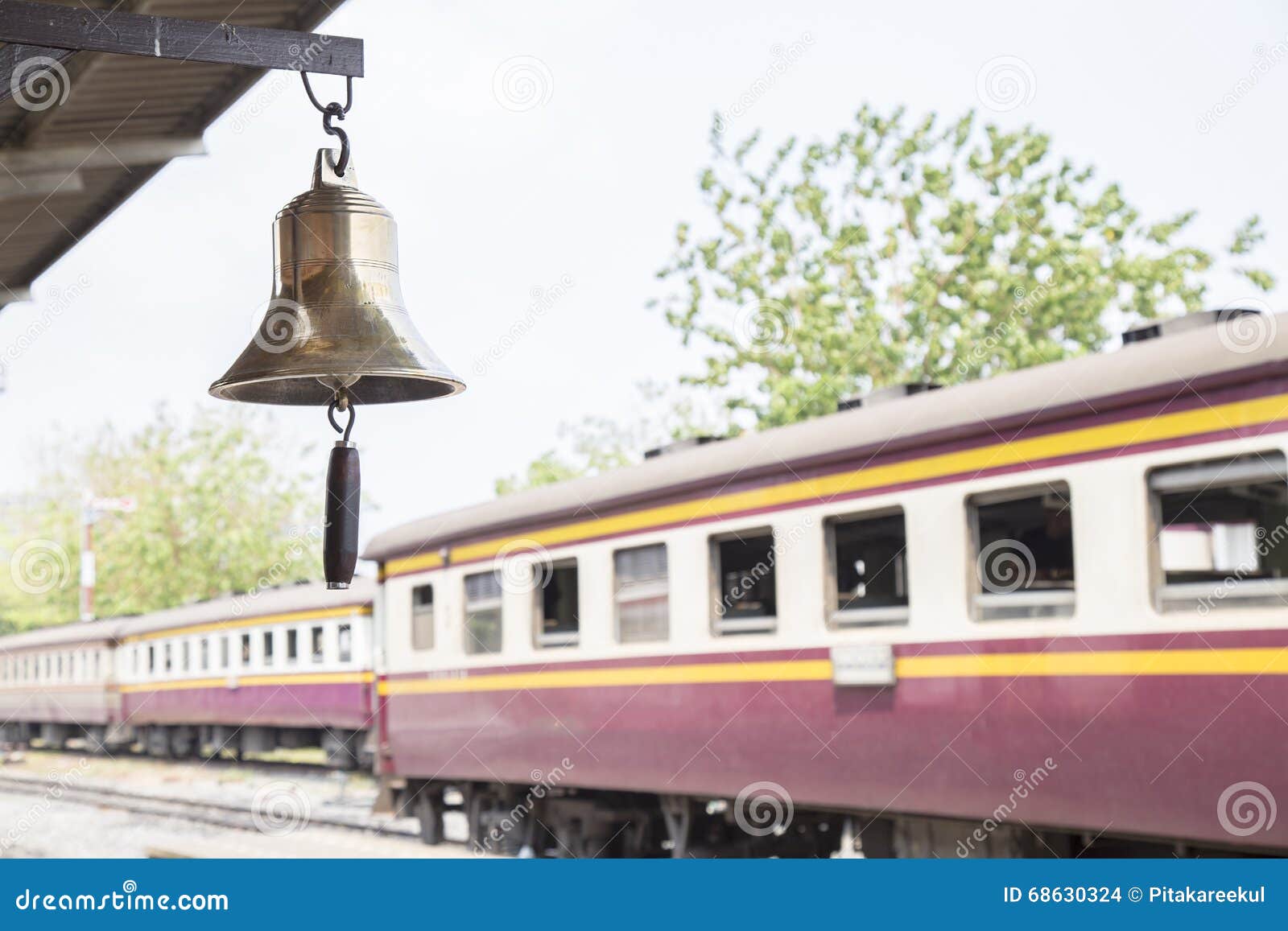 Brass Bell in the Train Station. Stock Photo - Image of antique ...