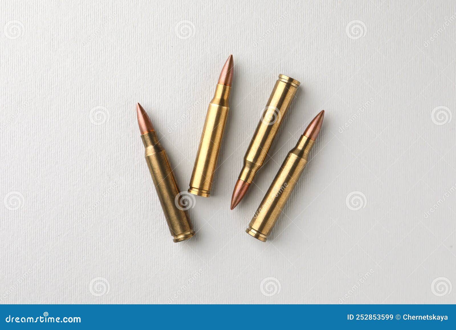 Brass Bullets on White Background, Flat Lay Stock Image - Image of ...