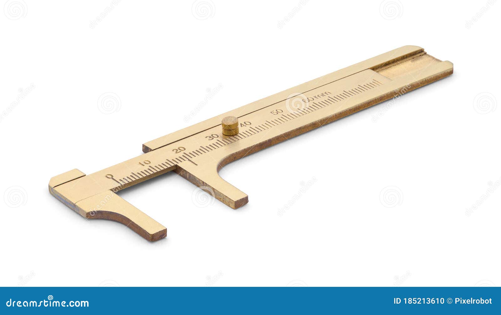 Brass Caliper Ruler stock photo. Image of brass, white - 185213610