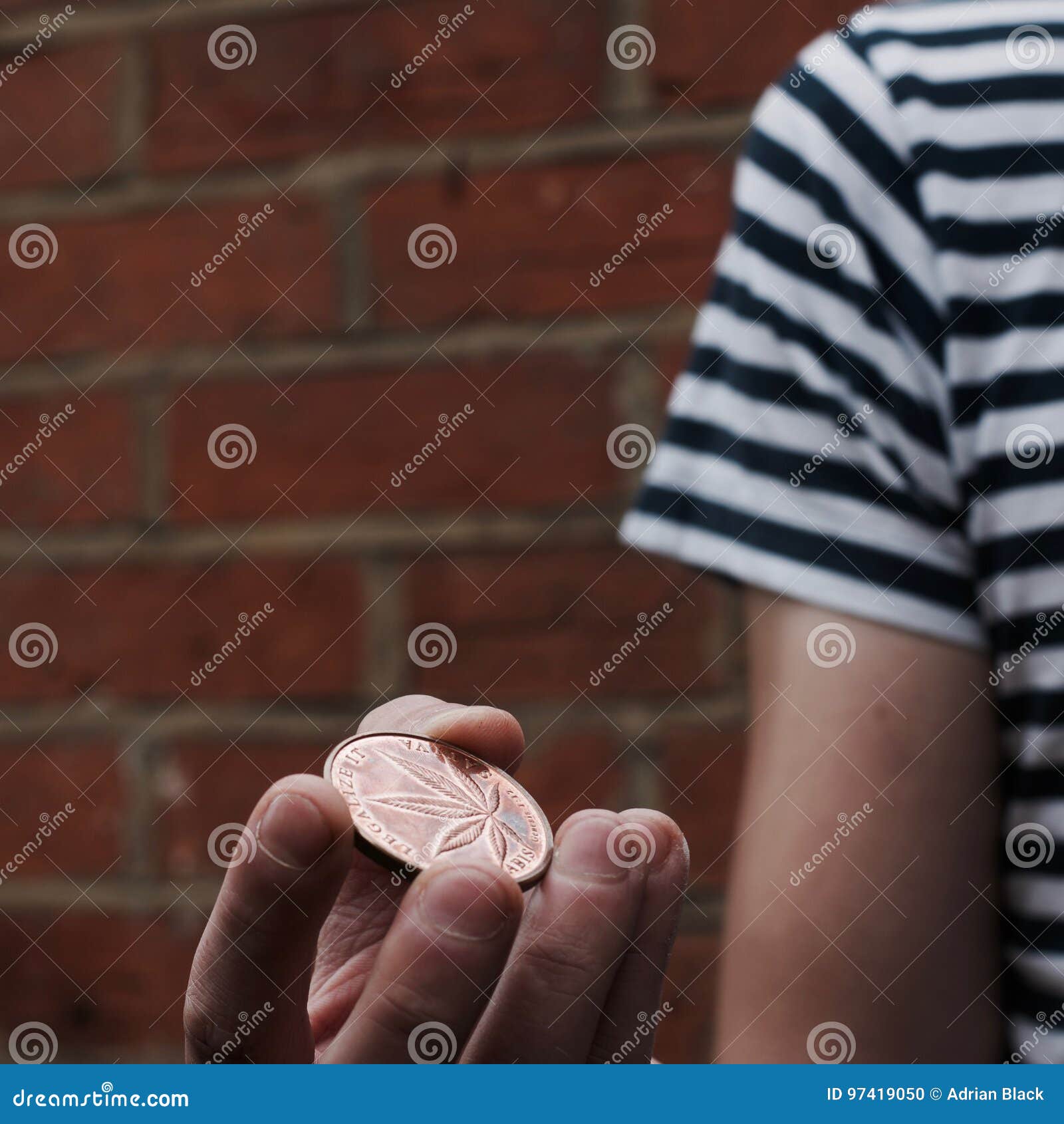 Brass cannabis coin stock photo. Image of marijuana, grass - 97419050