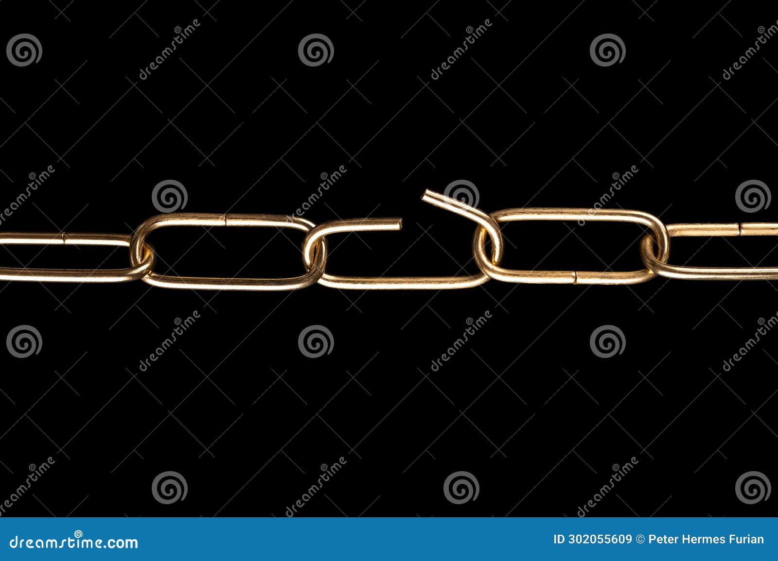 Steel Chain with Shiny Brass Plated Surface, and with One Link Bent ...