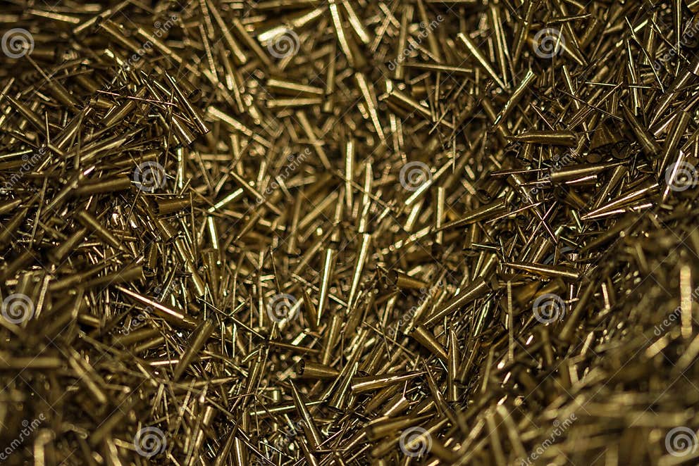 Brass chips close-up stock photo. Image of construction - 135751114