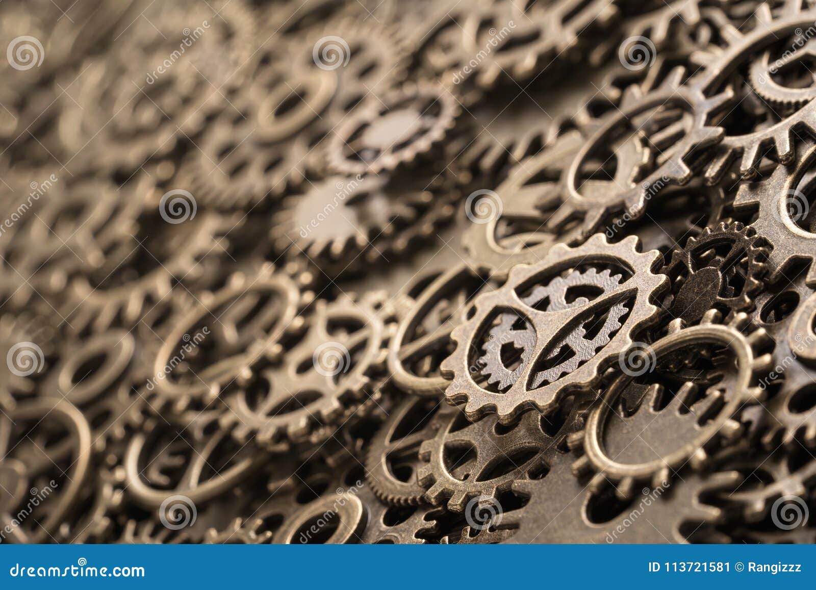 Brass Cog Wheels, Background with Copy Space Stock Image - Image of ...