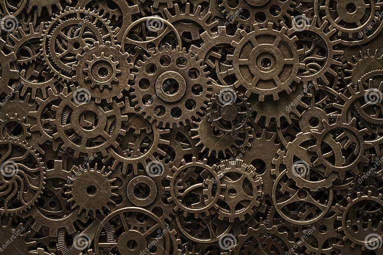 Brass Cog Wheels, Steampunk Background Stock Image - Image of business ...