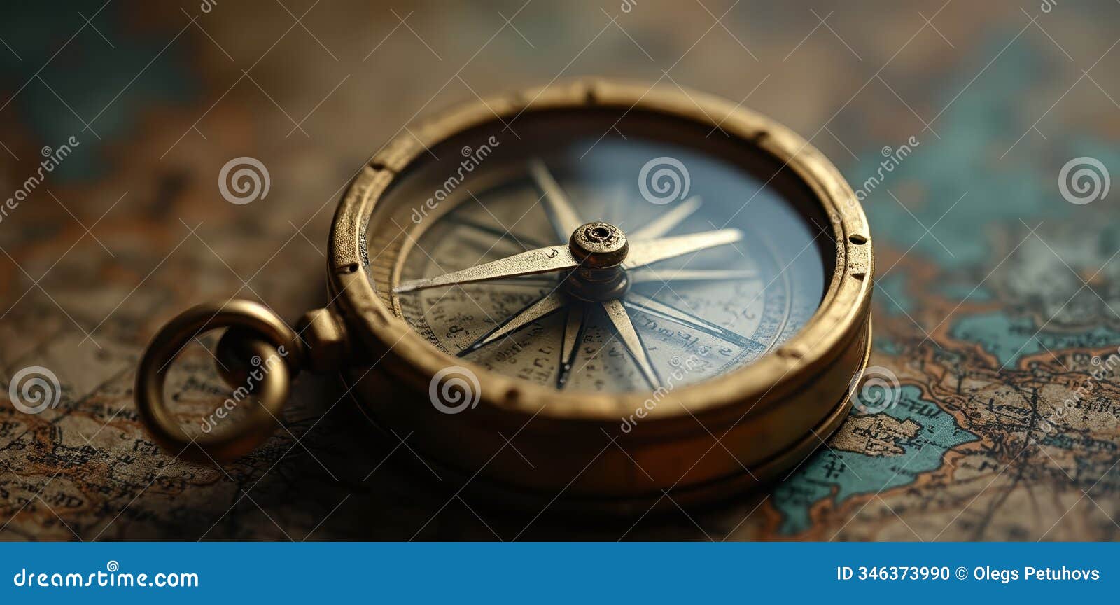 A Brass Compass Sitting on Top of a Map Stock Photo - Image of watch ...