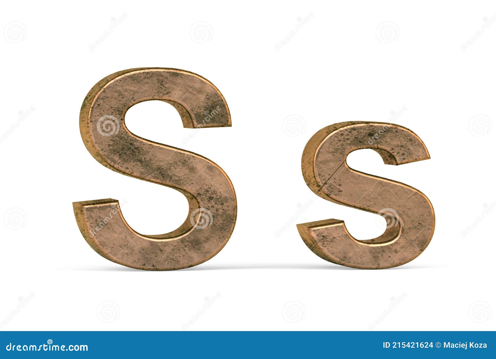 Brass 3D Letter S - Three Dimensional Uppercase and Lowercase S Covered ...